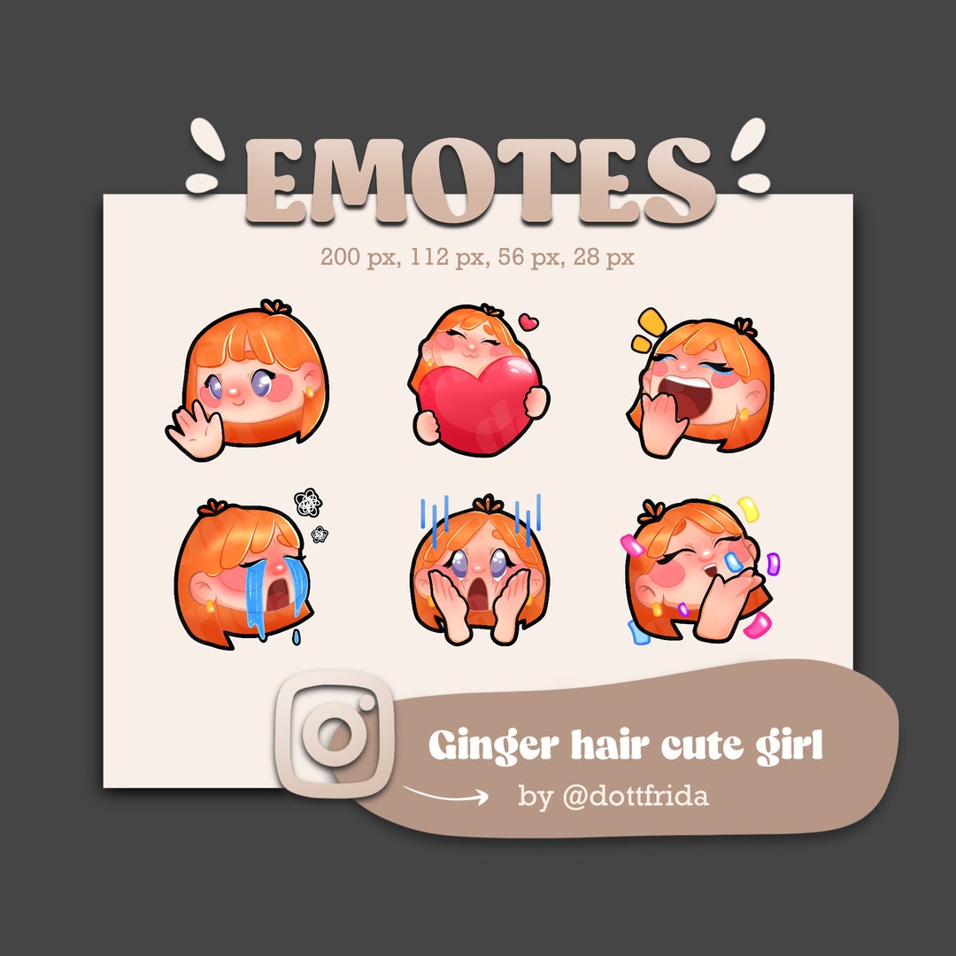 CUTE GIRL EMOTES 6 Twitch Discord Ginger Hair Girl - Etsy