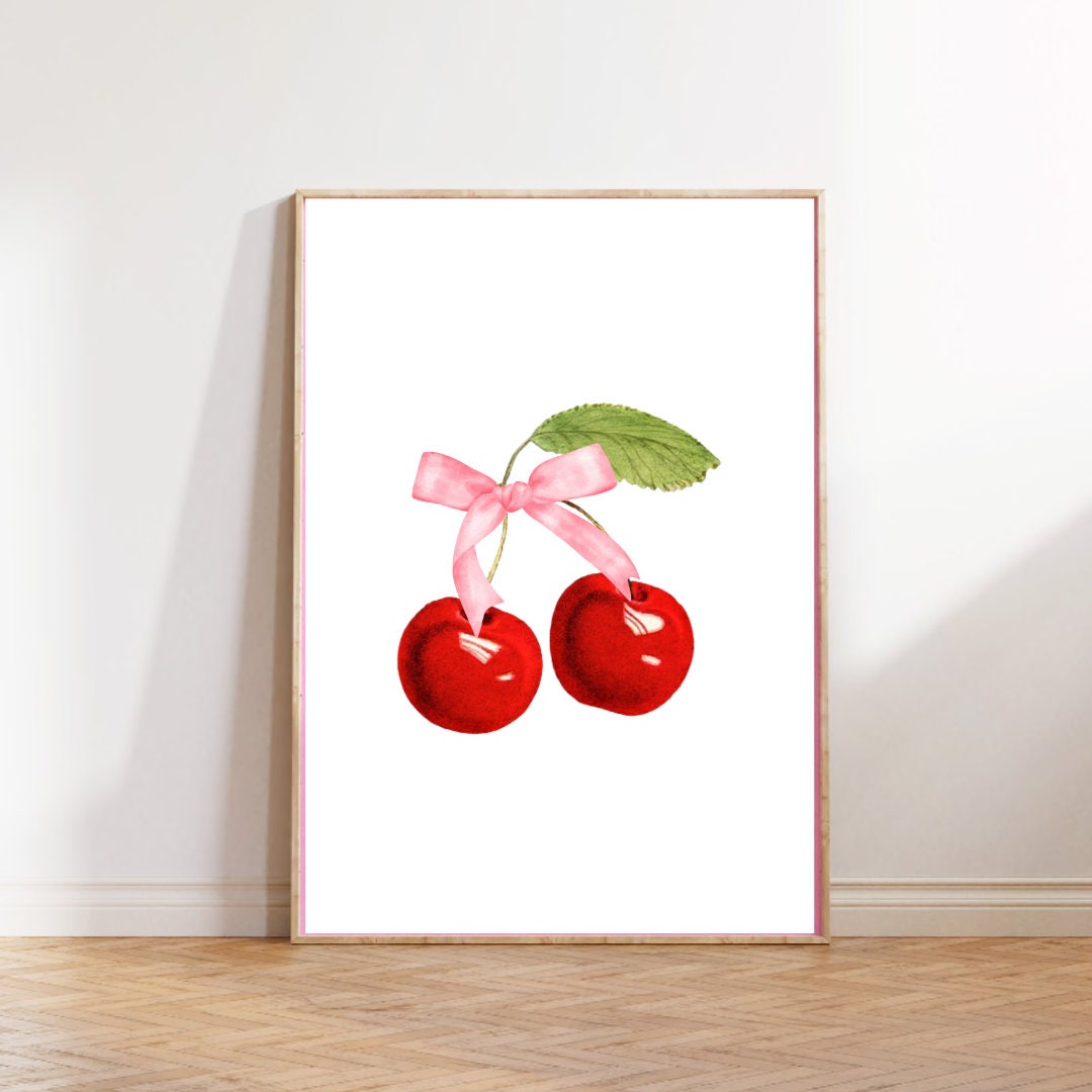 Coquette Cherry, Dorm Room Wall Decor, Printable Wall Art, Digital ...