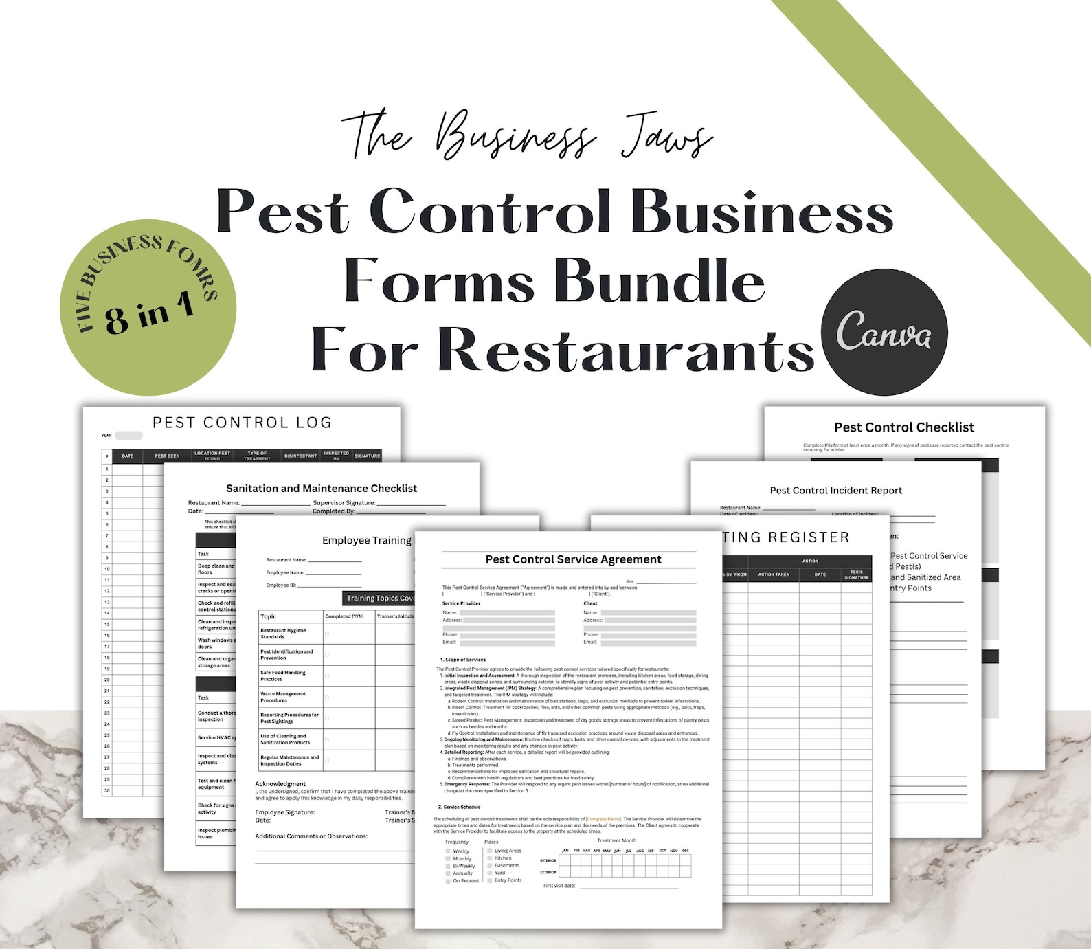 Pest Control Forms Bundle for Restaurants, Pest Control Businesses ...