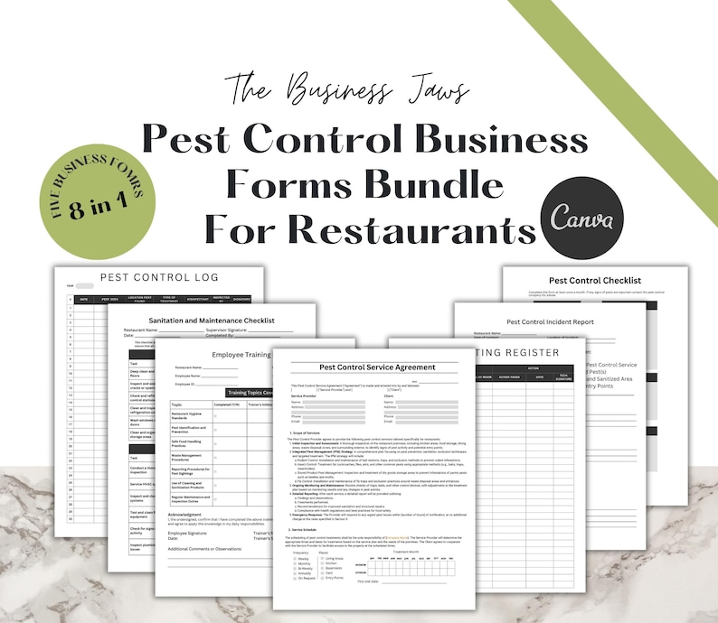 Pest Control Forms Bundle for Restaurants, Pest Control Businesses ...