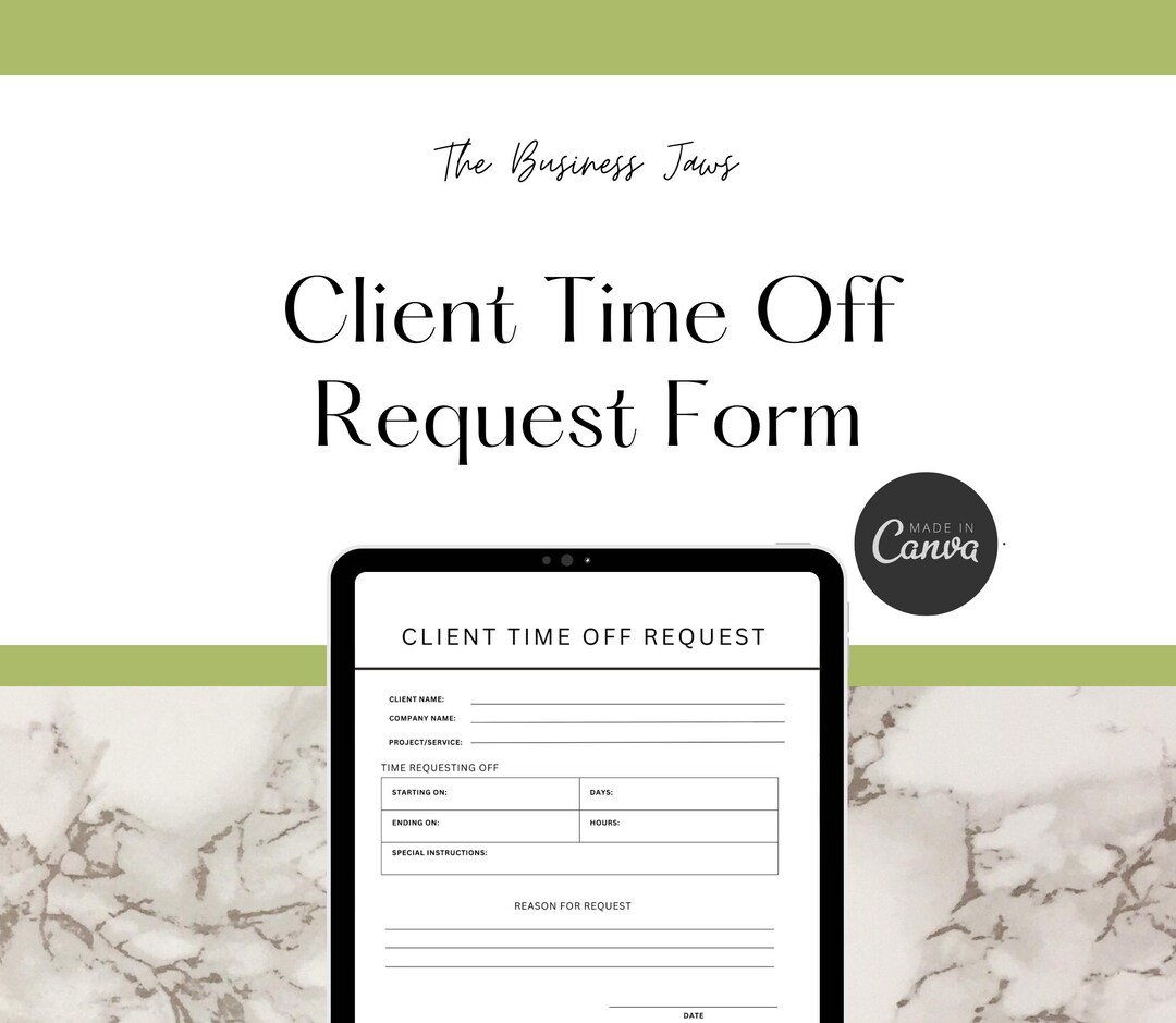 Client Time off Request, Time-off Form, Editable Time off Request Form ...
