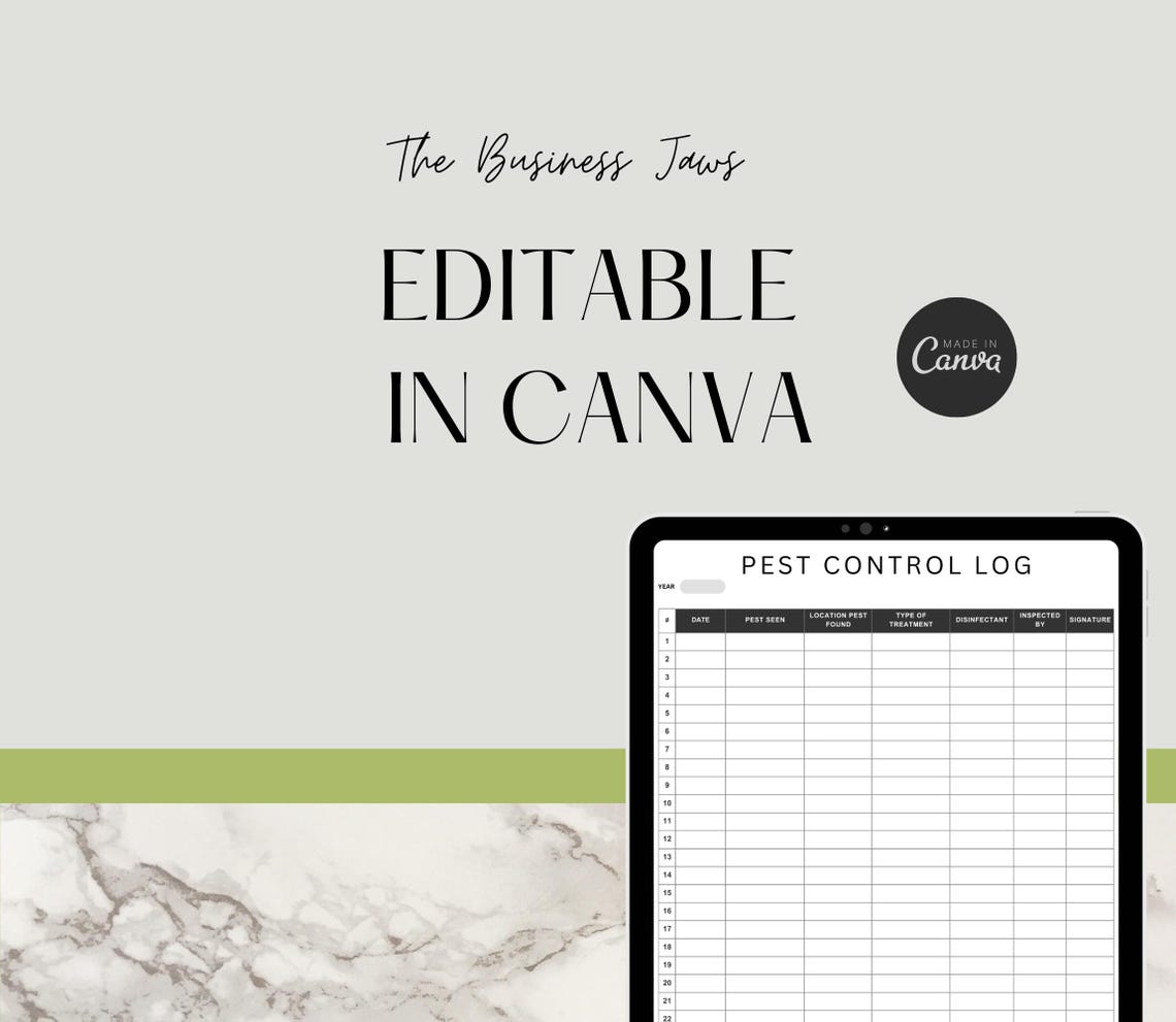 Pest Control Log Sheet - Etsy