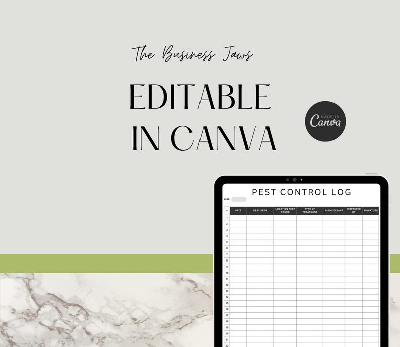 Pest Control Log Sheet - Etsy