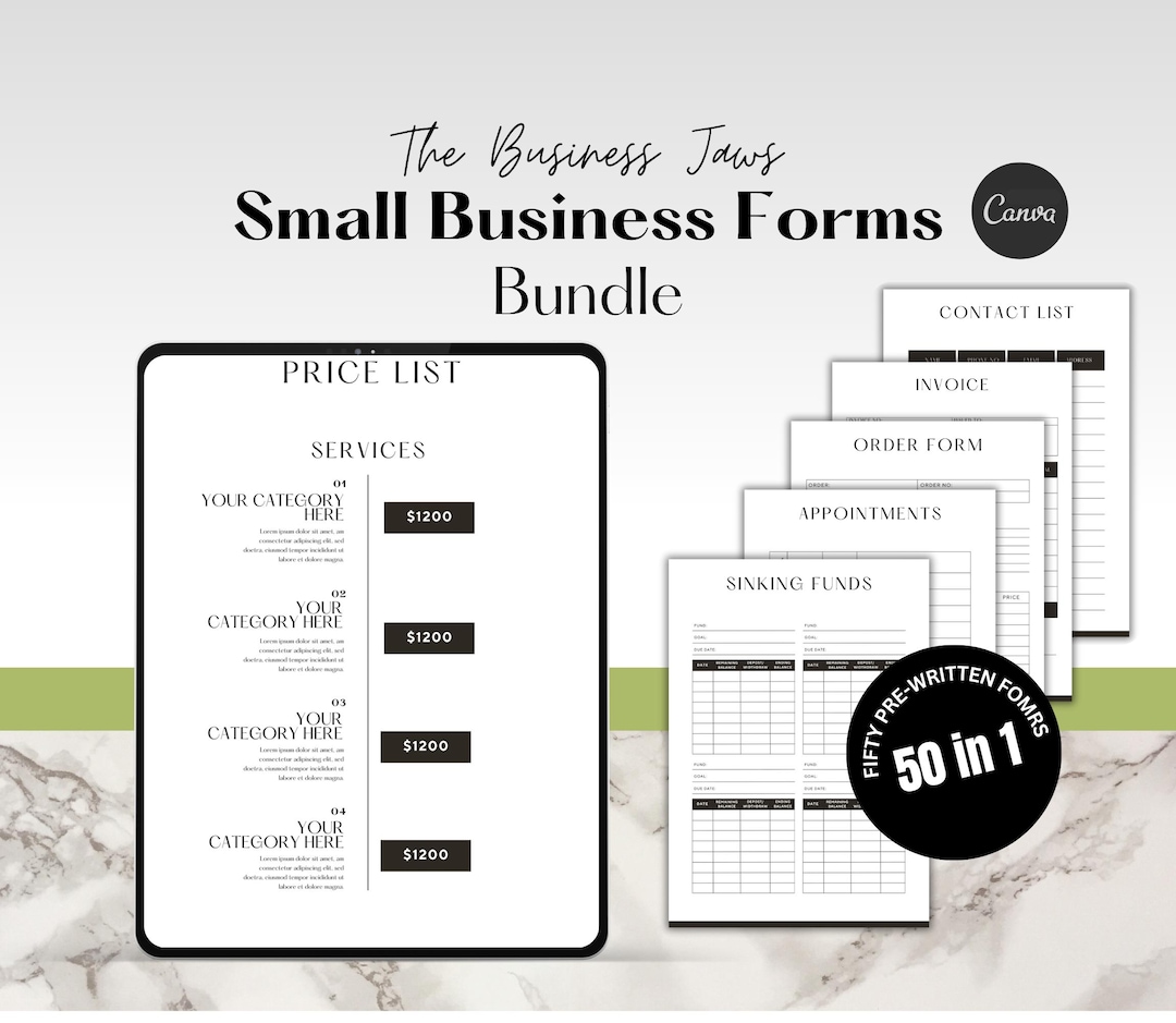 Small Business Forms Bundle, 50 Canva Templates - Etsy