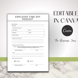 Employee Time off Request Form Template, Time-off Form, Vacation ...