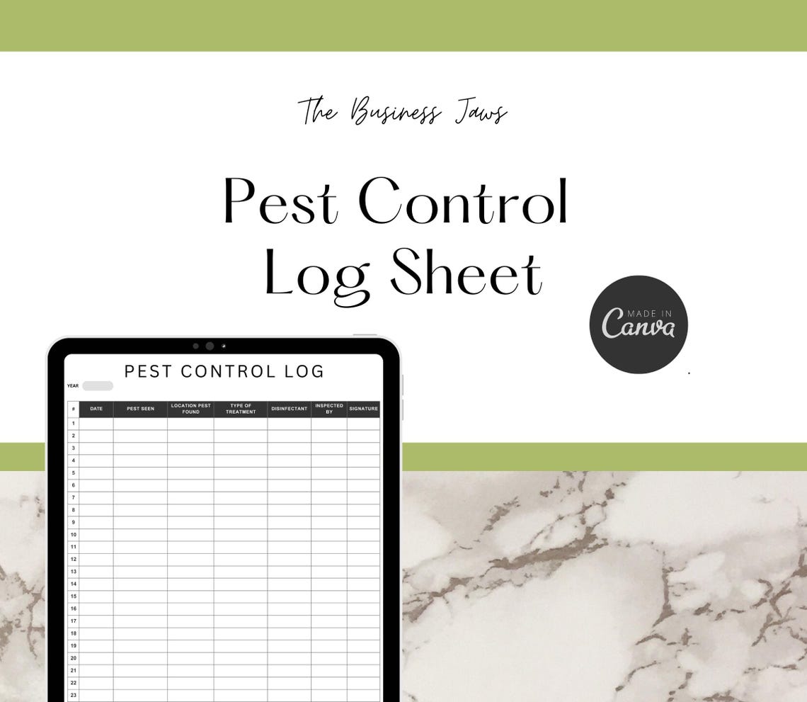 Pest Control Log Sheet - Etsy