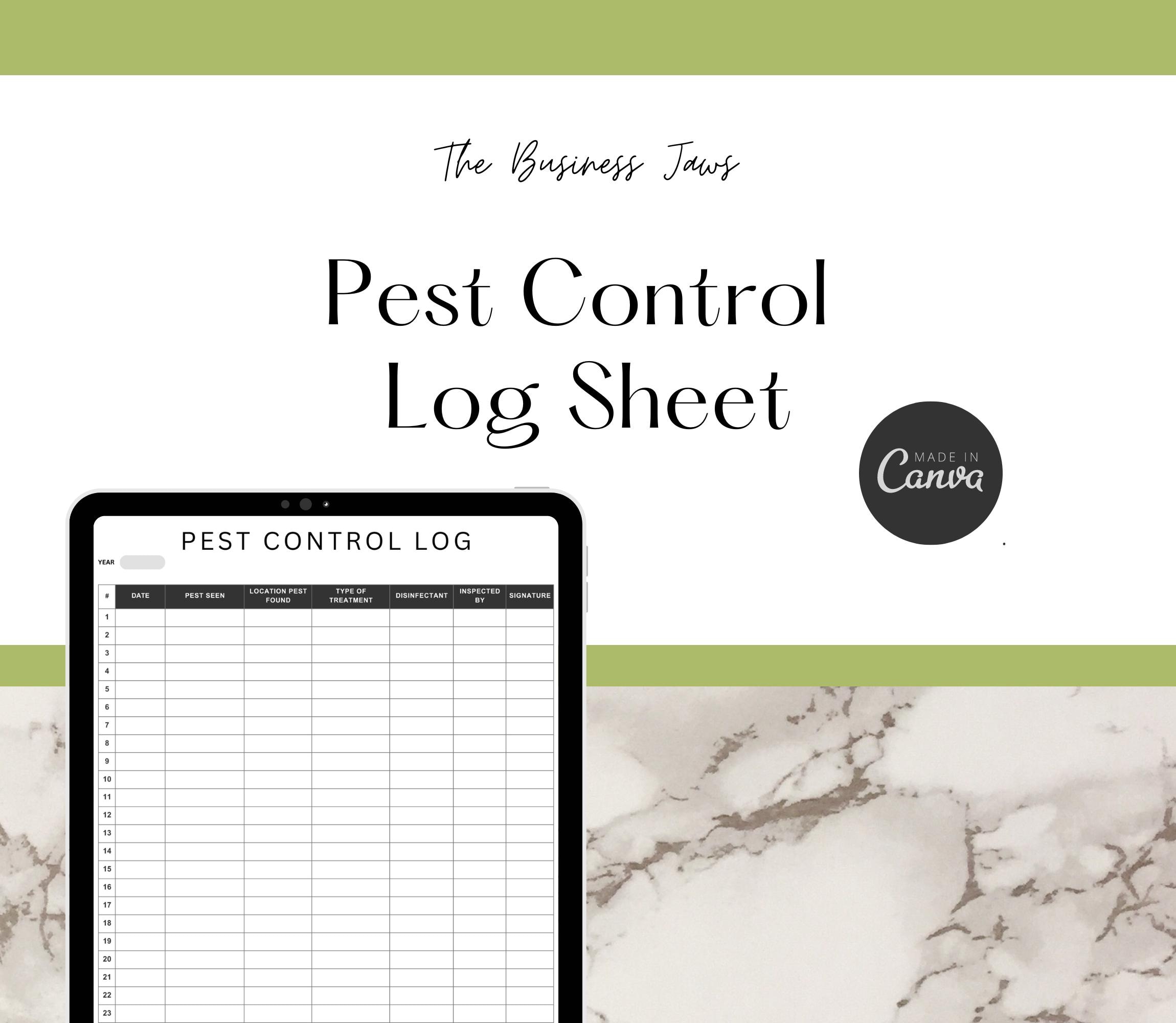 Pest Control Log Sheet - Etsy