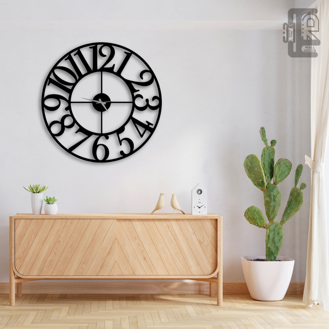 Numbers Large Metal Wall Clock Modern Wall Clock Oversized - Etsy
