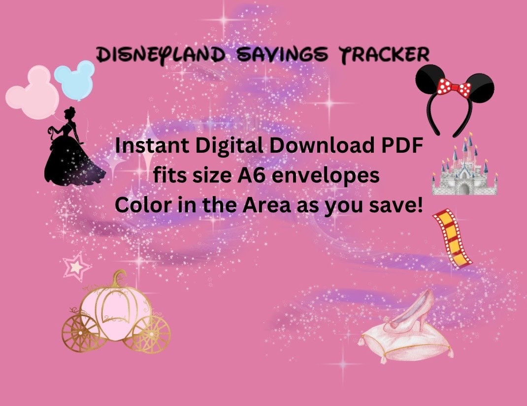 Disneyland Saving Trackers Instant Download PDF Size A6 Digital Savings ...
