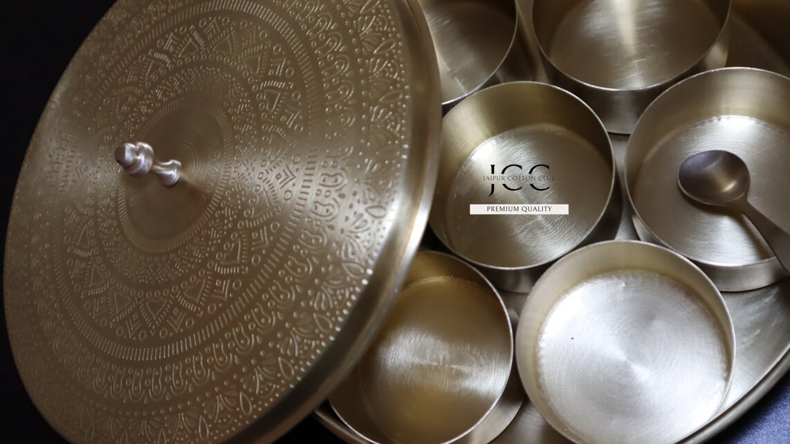 Handcrafted Spice Box in Brass With Spoon | Kitchen Storage | Spice ...