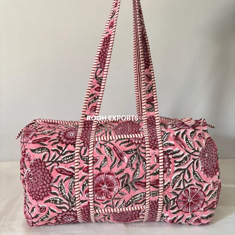 Red Block Print Duffle - Etsy