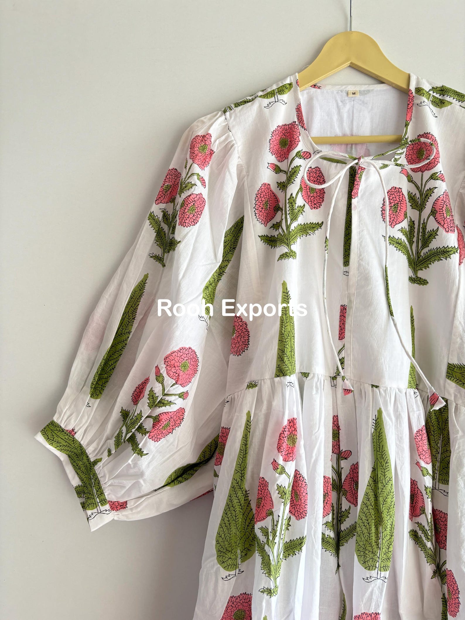 Floral Hand Block Print Kyra Midi Dress | Bohemian Cotton Dress ...