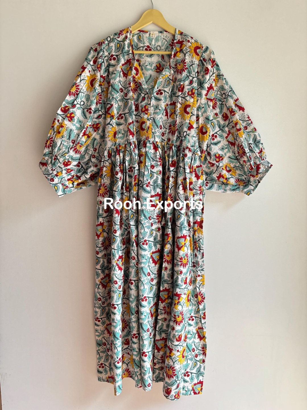 Floral Block Print Soft Cotton Summer Dress, Kyra Midi Dress, Dresses ...