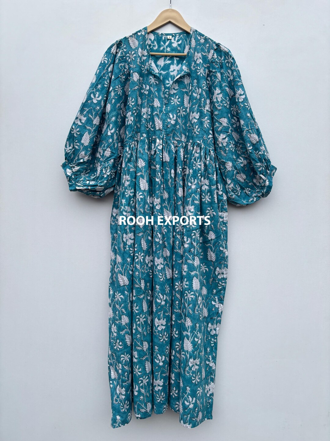 Floral Hand Block Print Kyra Midi Dress | Bohemian Cotton Dress ...