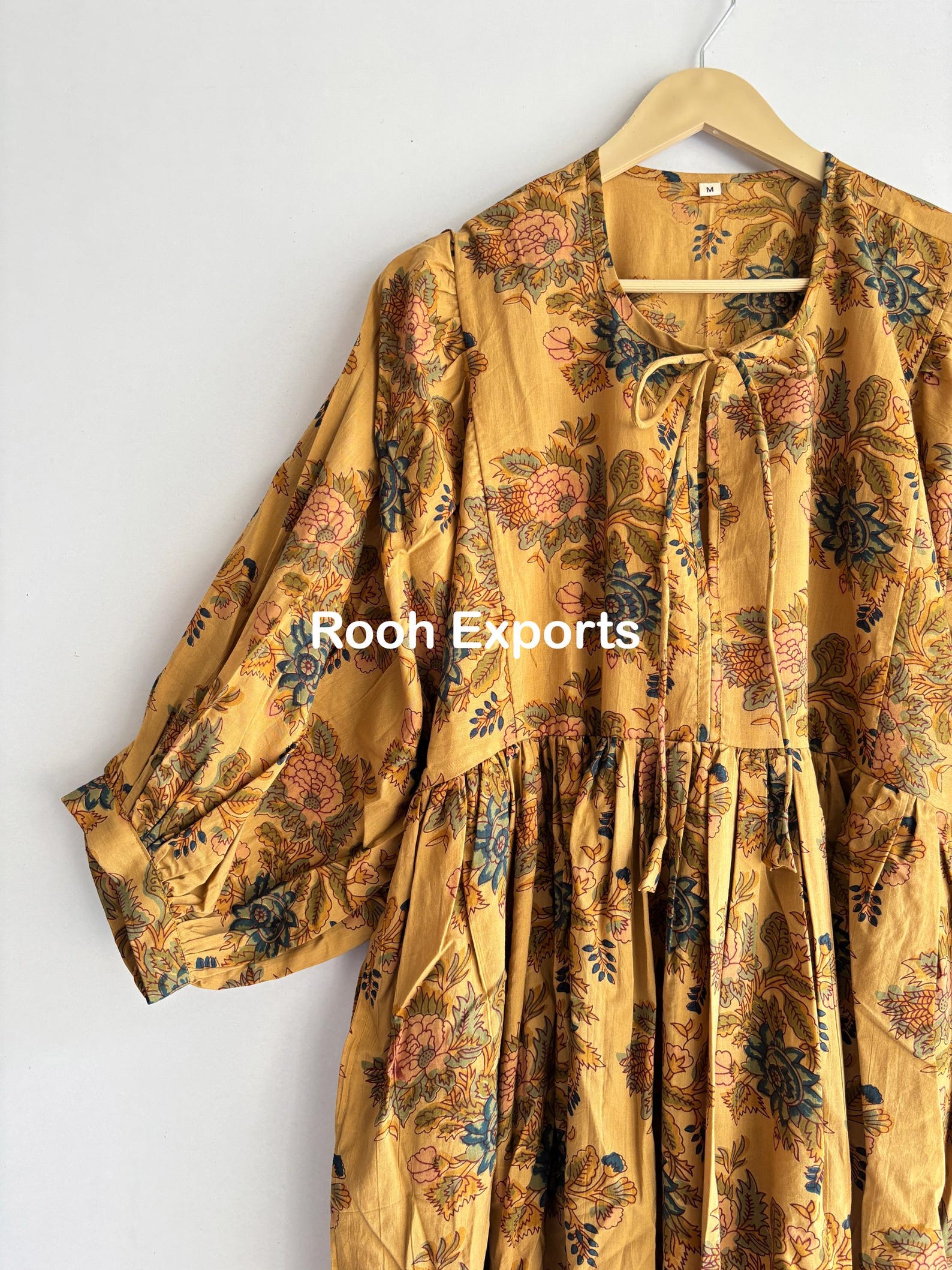 Floral Hand Block Print Kyra Midi Dress | Bohemian Cotton Dress ...