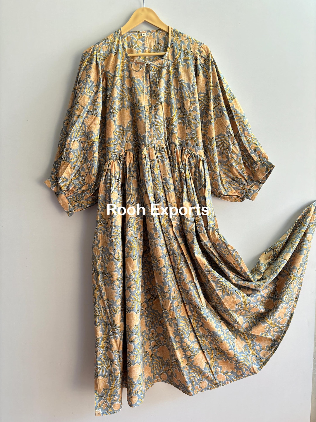 Floral Block Print Soft Cotton Summer Dress, Kyra Midi Dress, Dresses ...