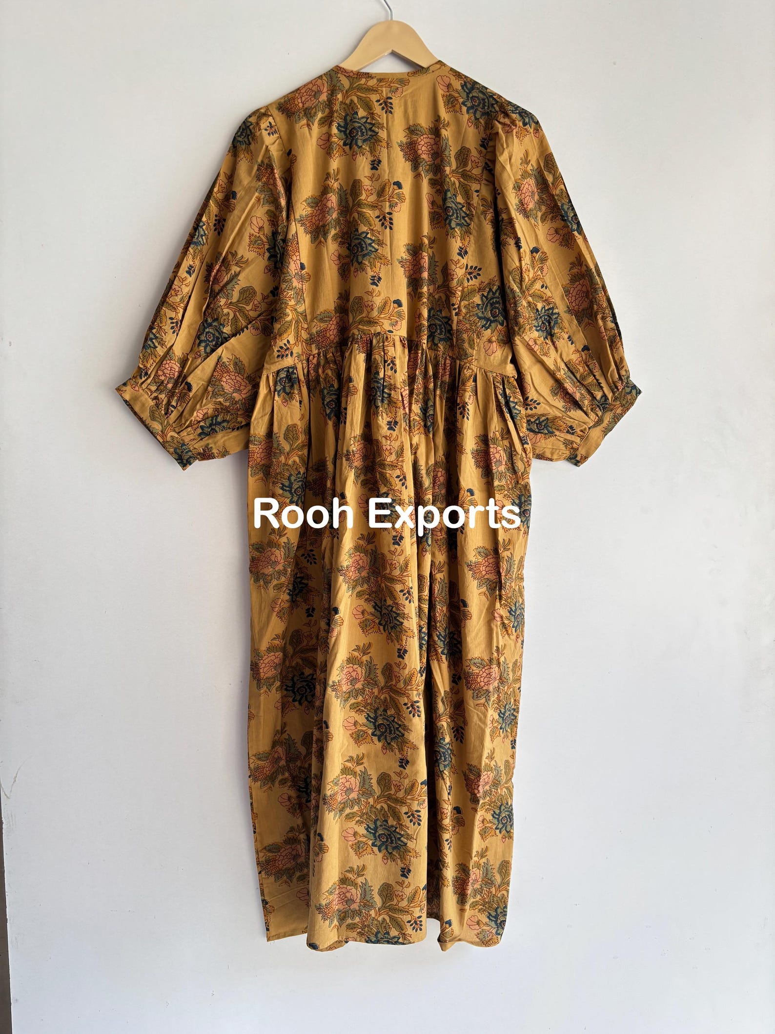 Floral Hand Block Print Kyra Midi Dress | Bohemian Cotton Dress ...