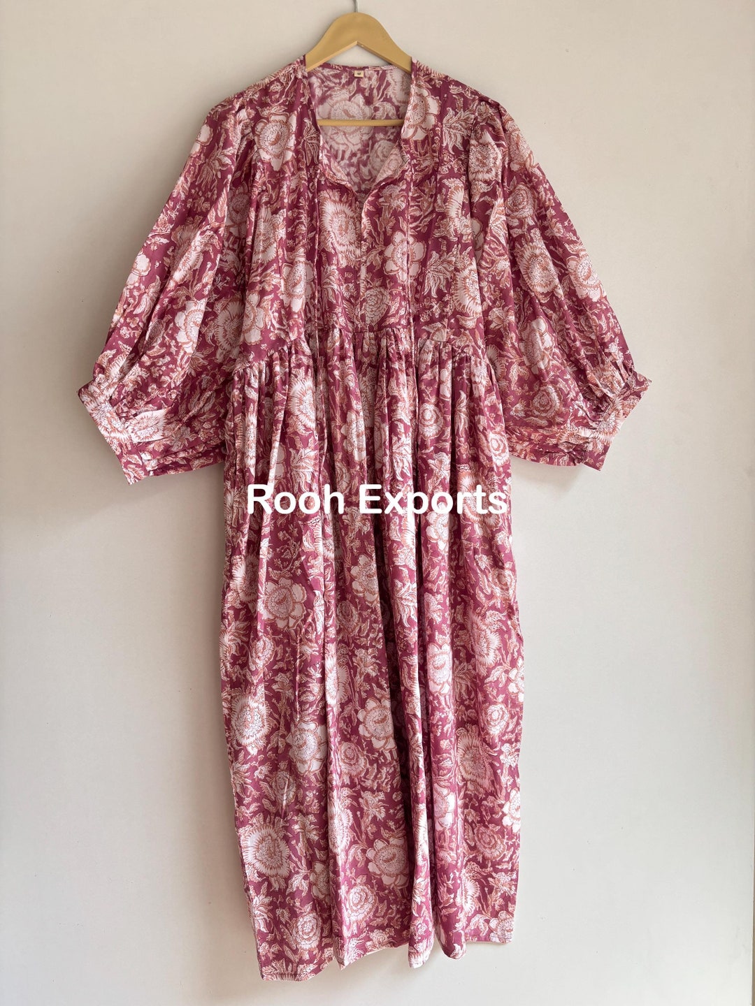 Floral Hand Block Printed Kyra Midi Dress | Bohemian Cotton Dress ...