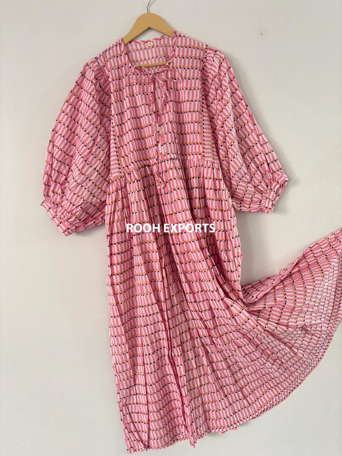Hand Block Print Kyra Midi Dress | Bohemian Cotton Dress | Dresses for ...