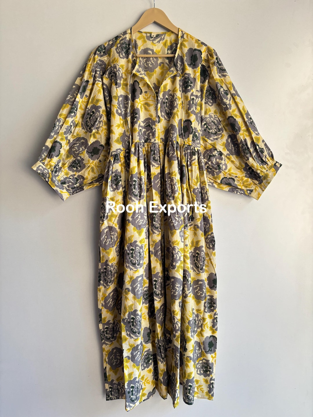 Floral Hand Block Print Kyra Midi Dress | Bohemian Cotton Dress ...