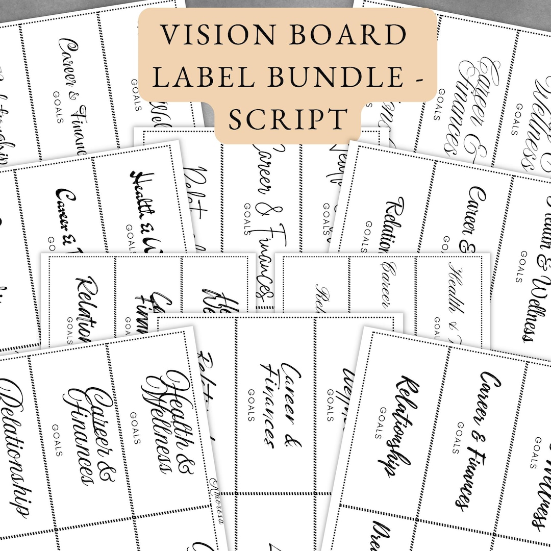 Vision Board Labels - Script | Vision Board | Vision Board Label ...