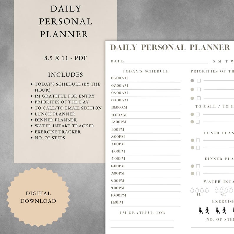 Daily Personal Planner| PDF | Journal Budget Insert | Budget Planner ...