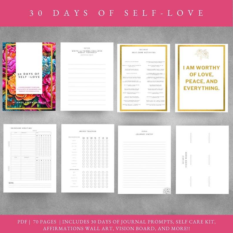 30 Days of Self-love | PDF | Journal | Daily Prompts & Affirmations ...