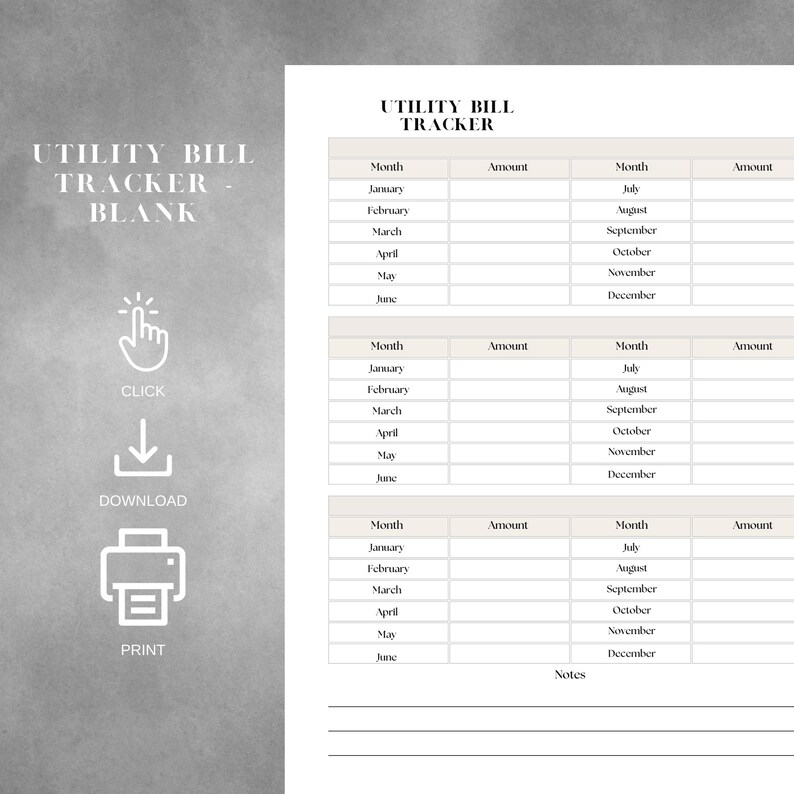 Printable Utility Bill Trackers | Monthly, Electric, Water, Gas ...