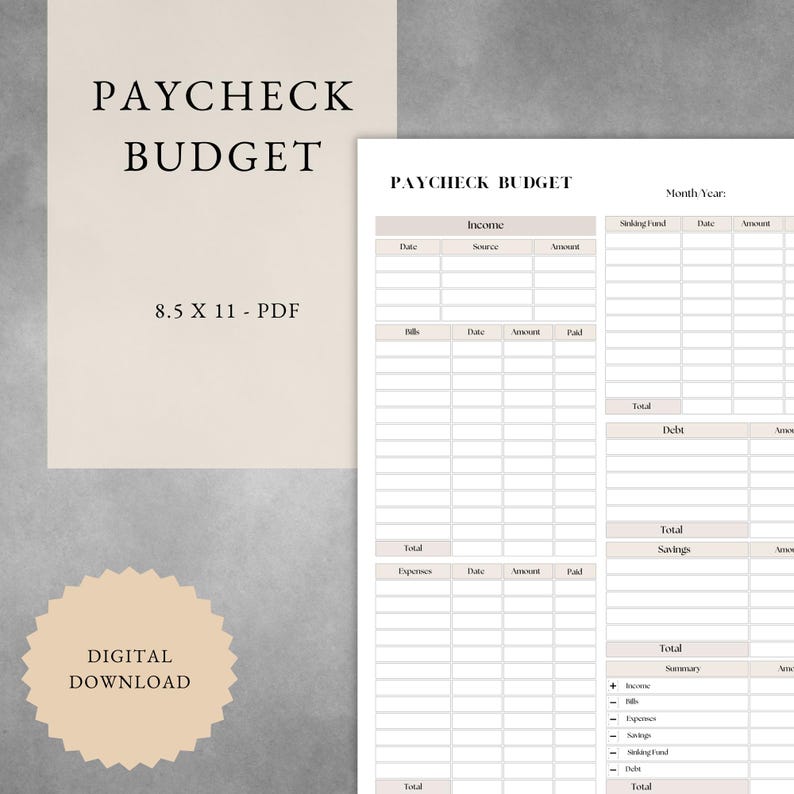 2025 Paycheck Budget Tracker| PDF | Journal Budget Insert | Budget ...