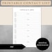 Business / Work Contacts Printable & Fillable Template PDF, Instant ...