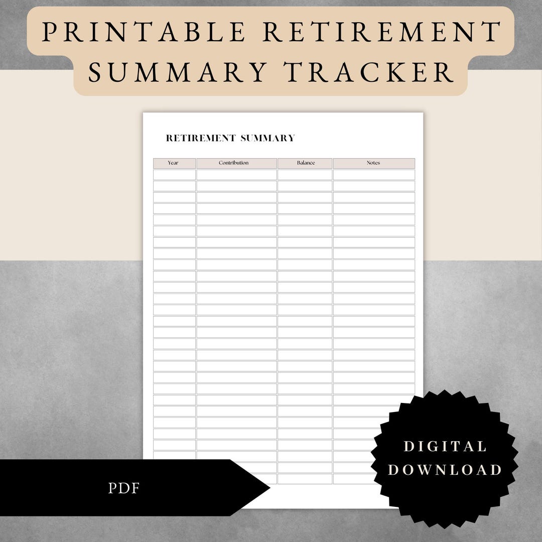 2025 Retirement Summary Tracker | Journal Budget Insert | Budget ...