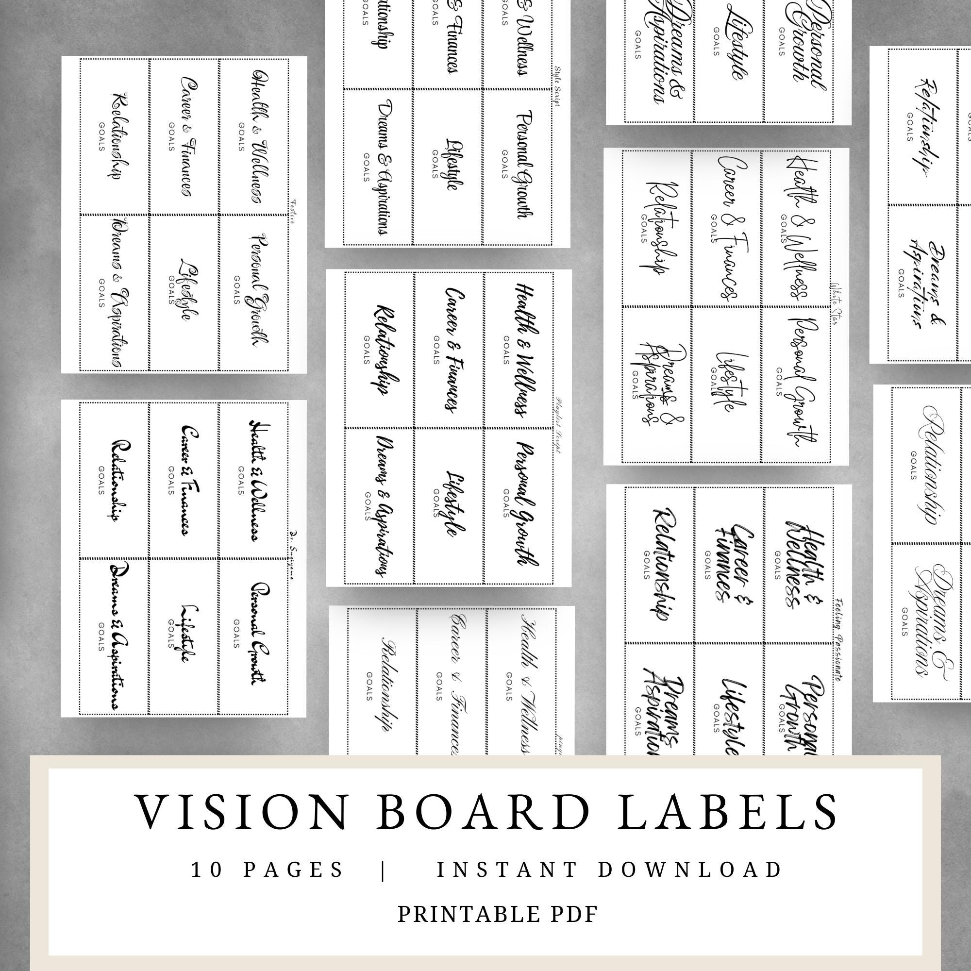 Vision Board Labels - Script | Vision Board | Vision Board Label ...