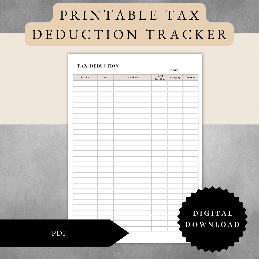 Tax Deduction Tracker| PDF | Journal Budget Insert | Budget Planner ...