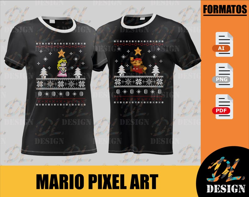 Christmas Mario Pixel Art Png/svg/pdf/ai - Etsy