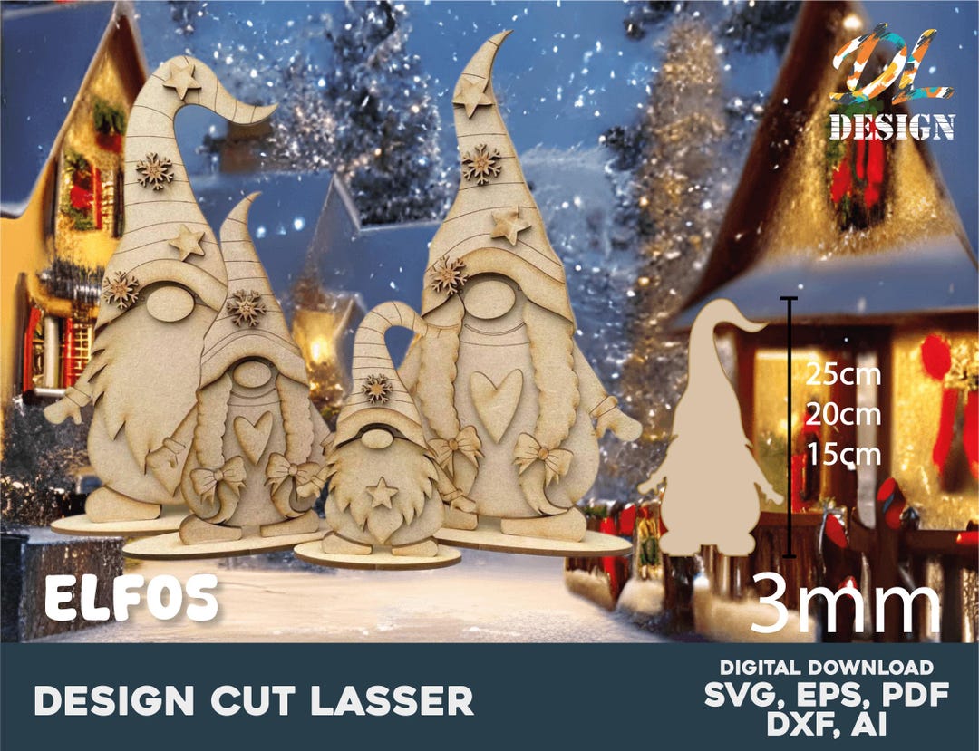 Elves Christmas Laser Cnc Vector Ai Svg Pdf Eps Dxf - Etsy