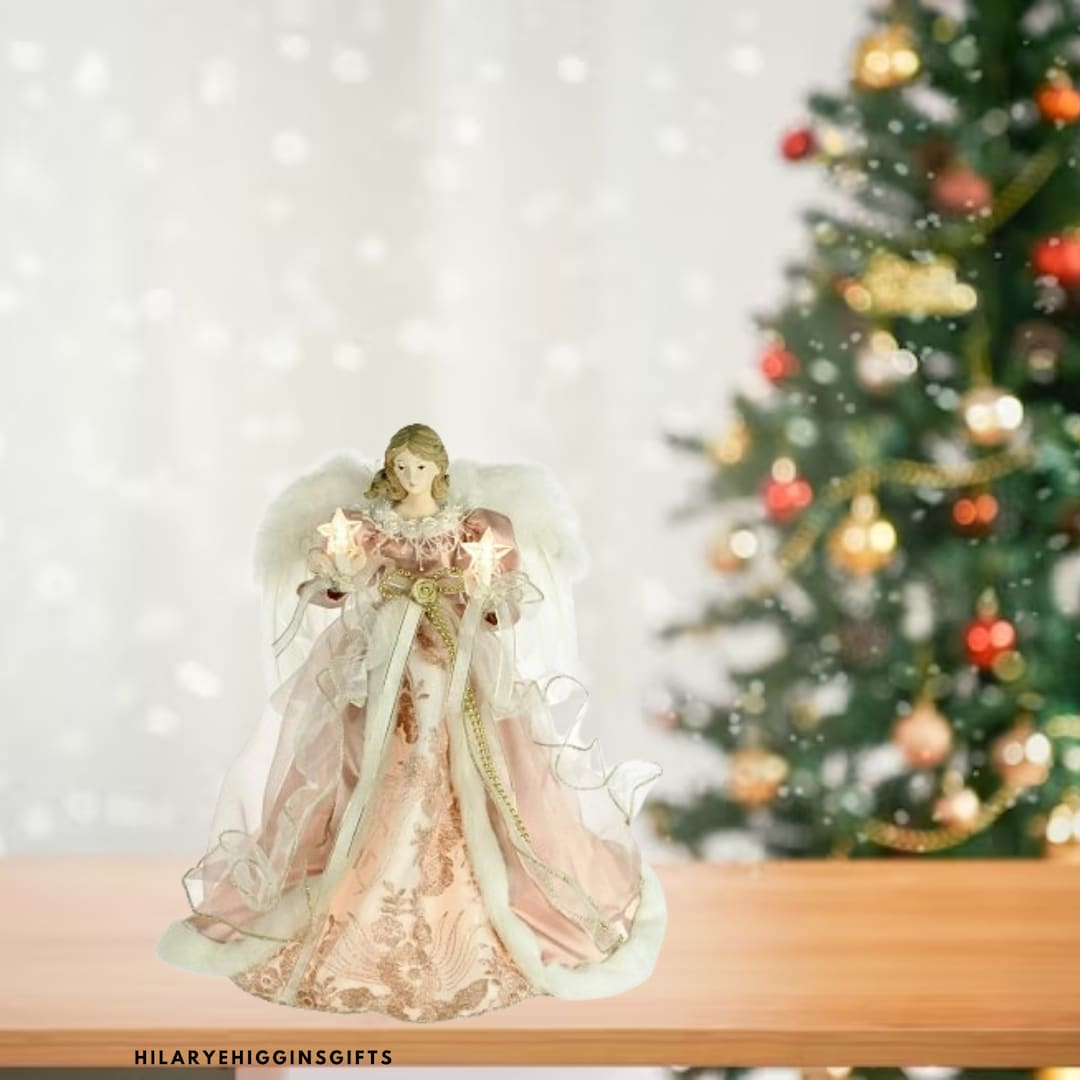 Modern 10-light Angel Tree Topper in Pink/white Fabric With - Etsy