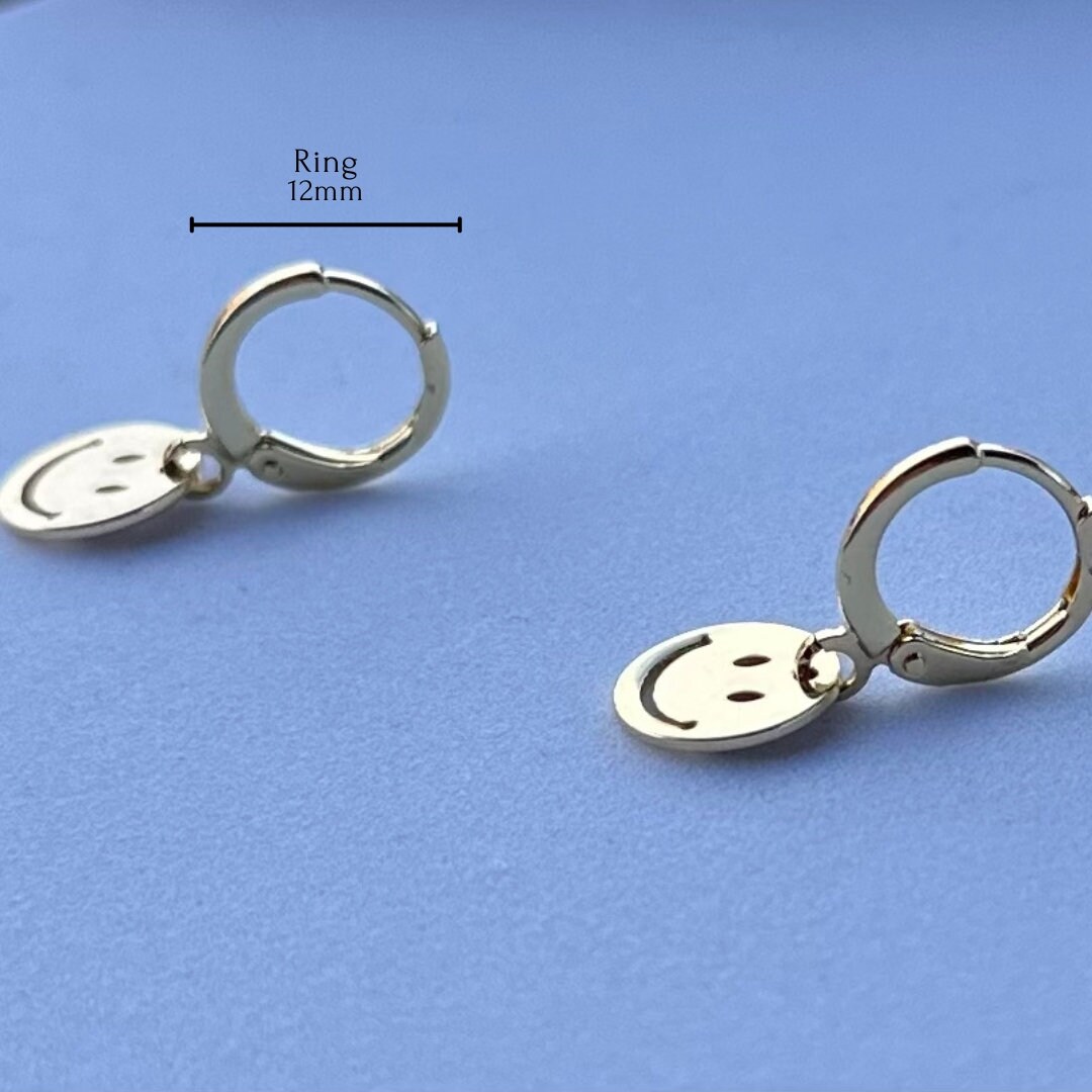 Gold Smiley Face Earrings Happy Face Earrings hoop Earrings ...