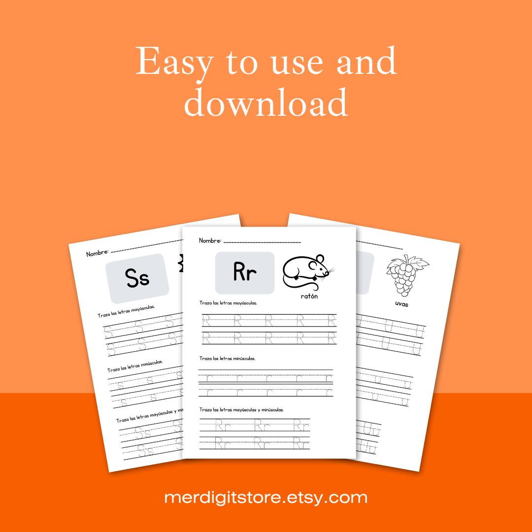 30 Printable Spanish Alphabet Letter Tracing Bilingual Preschool ...