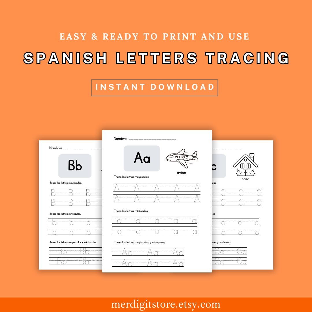 30 Printable Spanish Alphabet Letter Tracing Bilingual Preschool ...