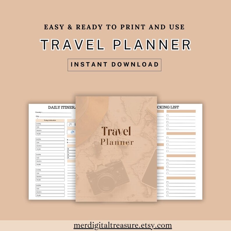 Digital Travel Planner | Printable PDF | Vacation Organizer - Etsy