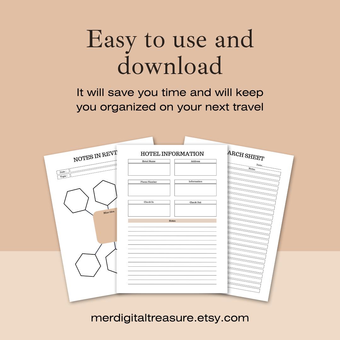 Digital Travel Planner | Printable PDF | Vacation Organizer - Etsy