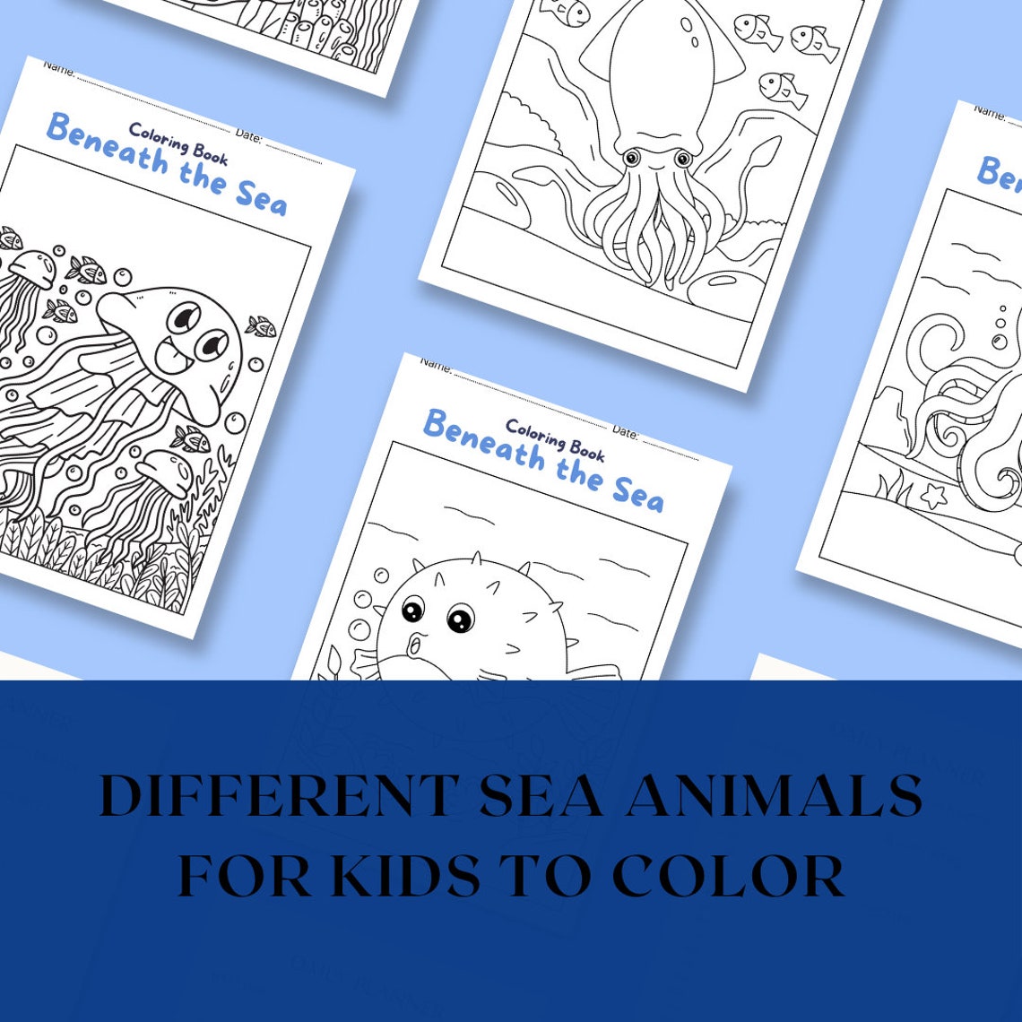 Sea Animal Coloring Book Kids Coloring Book Children's Coloring Book ...