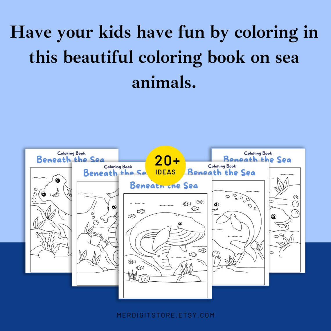 Sea Animal Coloring Book Kids Coloring Book Children's Coloring Book ...
