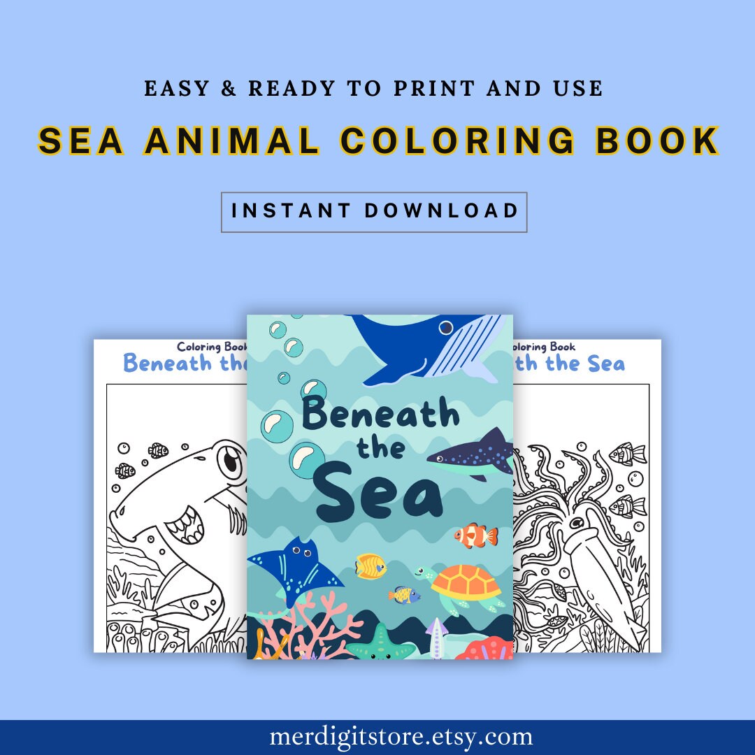 Sea Animal Coloring Book Kids Coloring Book Children's Coloring Book ...