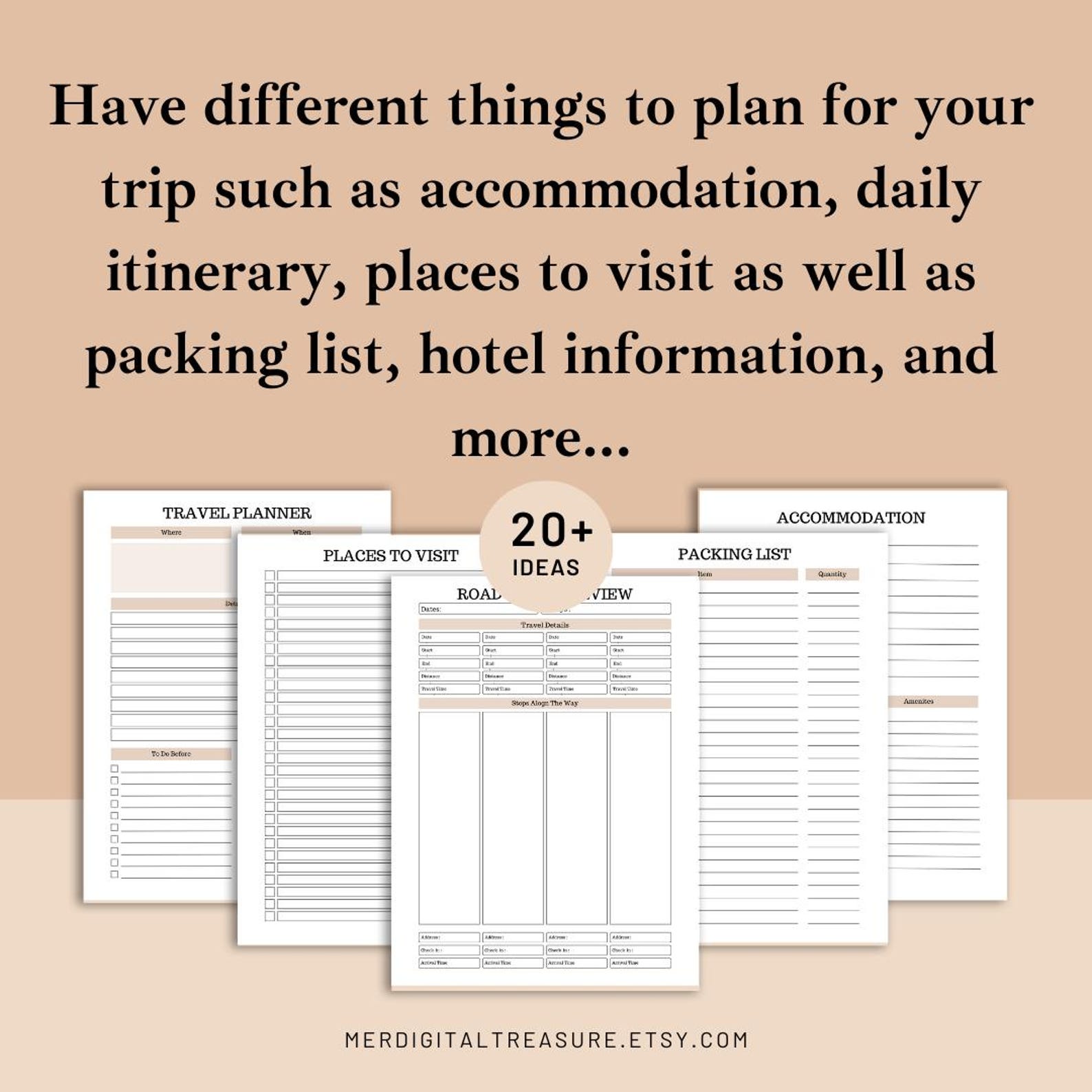 Digital Travel Planner | Printable PDF | Vacation Organizer - Etsy