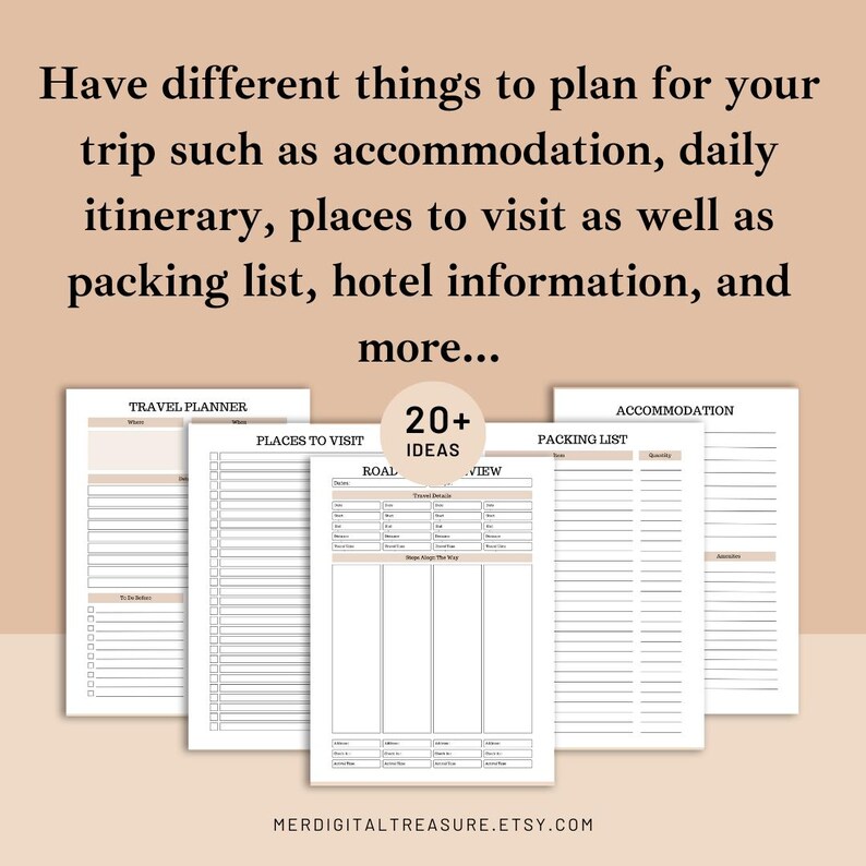 Digital Travel Planner | Printable PDF | Vacation Organizer - Etsy