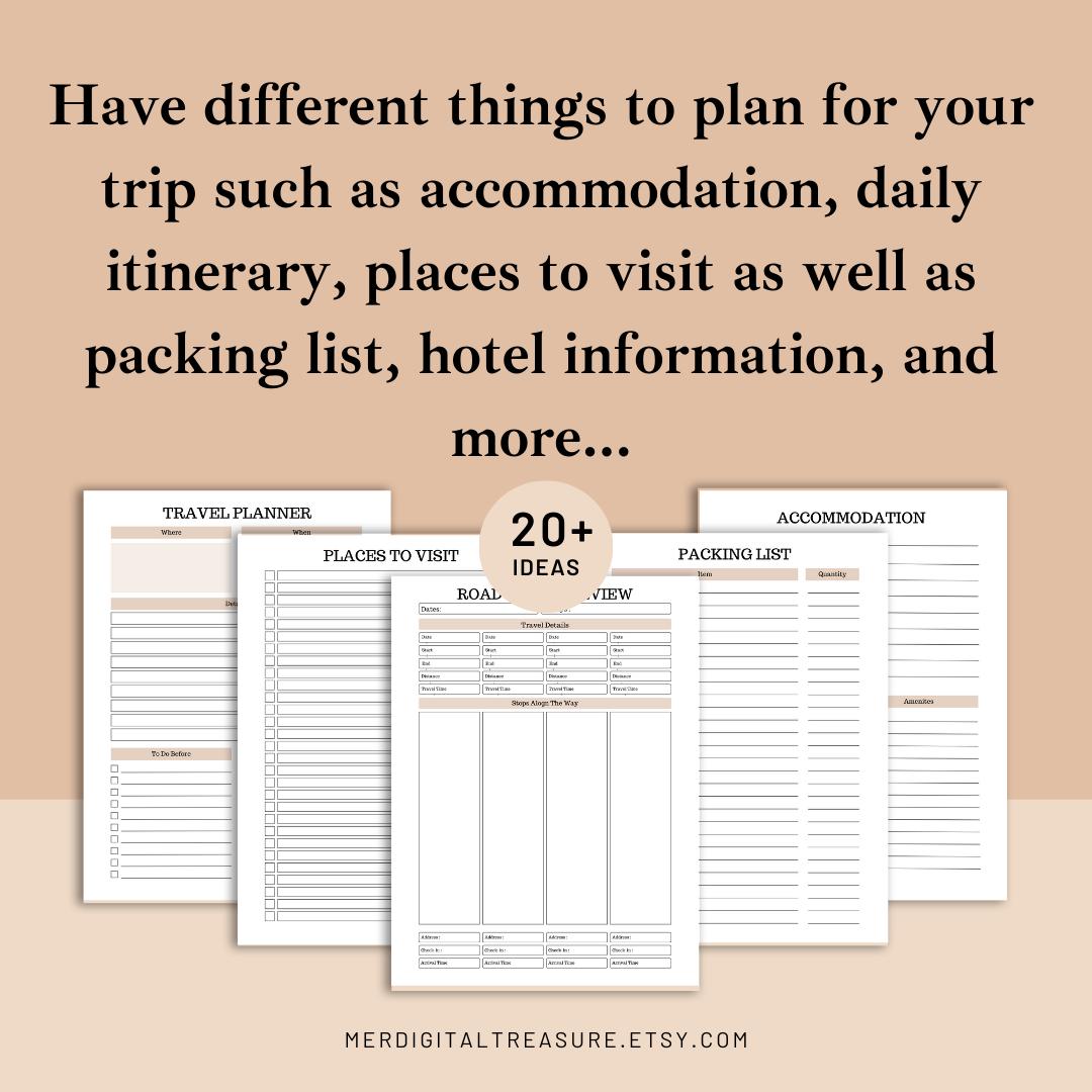 Digital Travel Planner | Printable PDF | Vacation Organizer - Etsy