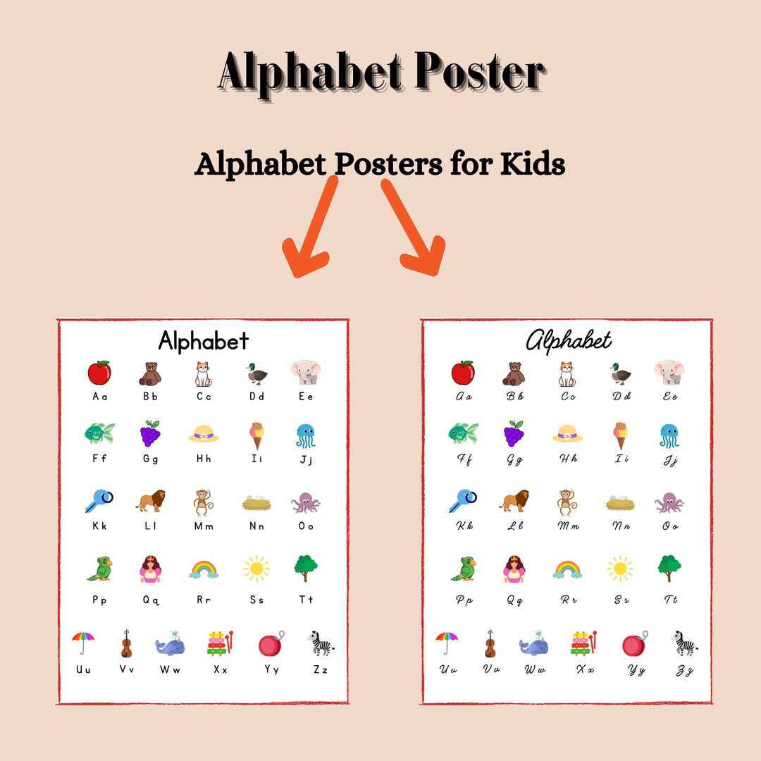 Preschool Alphabet Poster, Print and Cursive Letters - Etsy