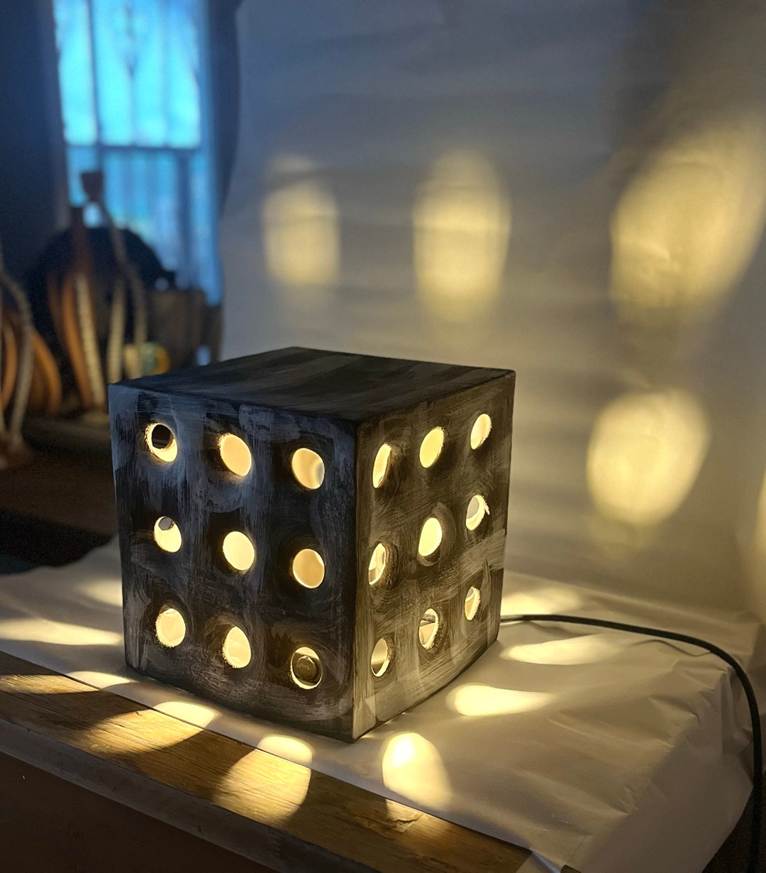 Dark Box Lamp, Black Box Lamp, Black Lamp, Home Interior Lamp, Minimal ...