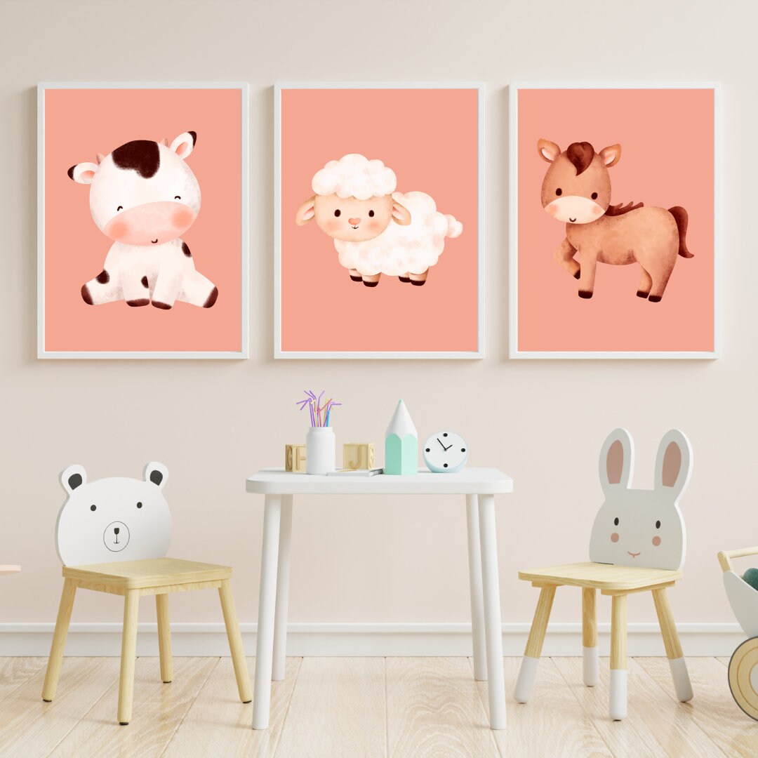 Farm Friends: Adorable Animal Posters for Kids - 3 Digital Posters - Etsy
